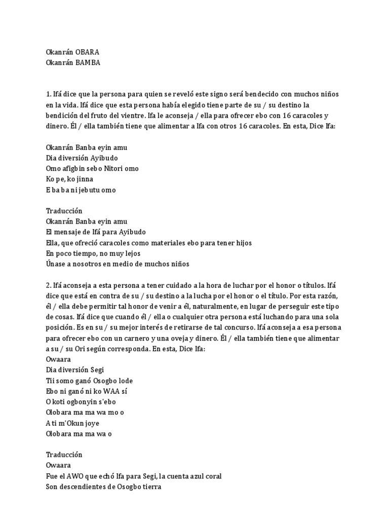 8 Okanran Obara Ingles | PDF | Santeria | Religión y creencia