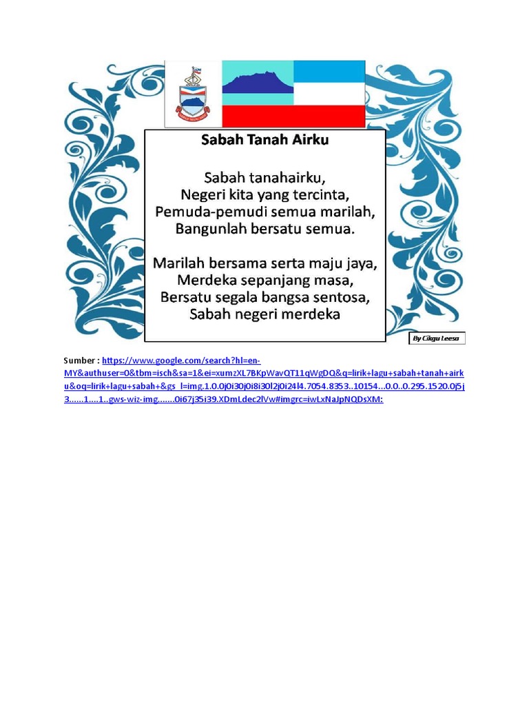 Lirik Lagu Sabah Tanah Airku | PDF