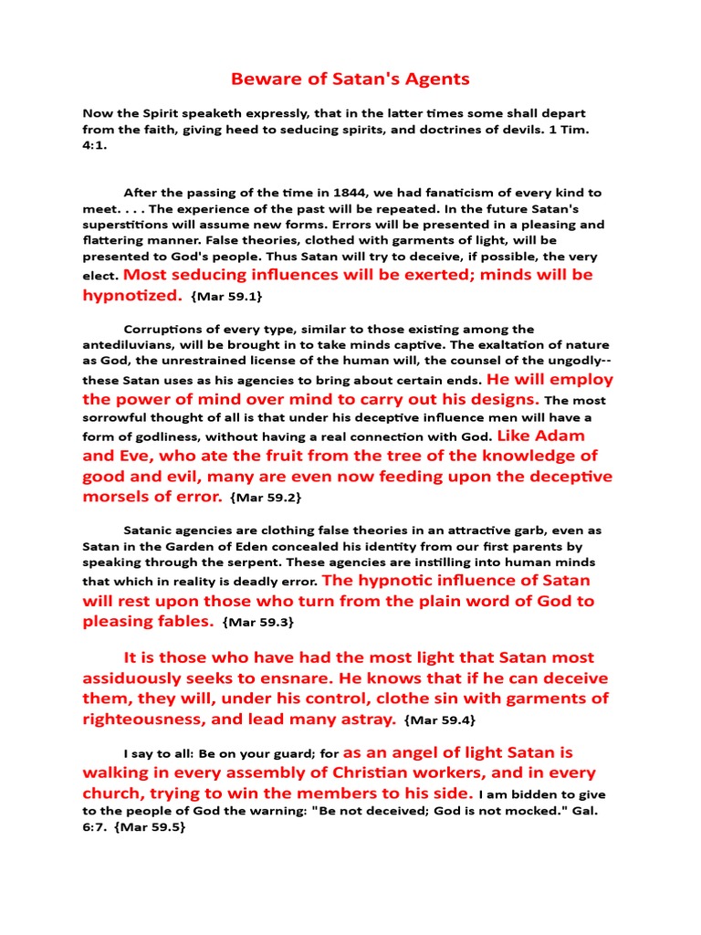 Beware of Satans Agent | PDF