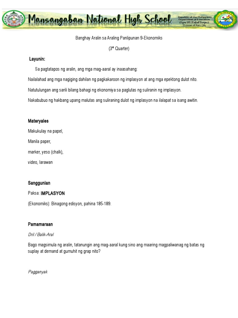 Lesson Plan in AP 9-3rd Quarter | PDF