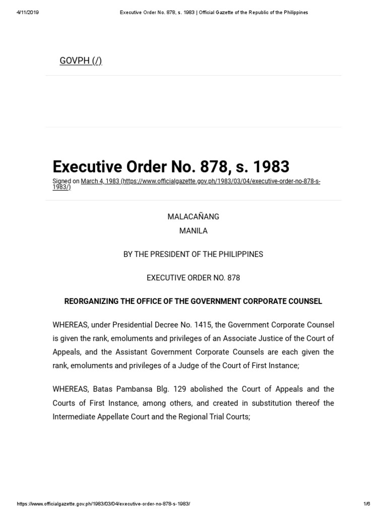 Reorganization of Government Corporate Counsel | PDF | President Of The ...