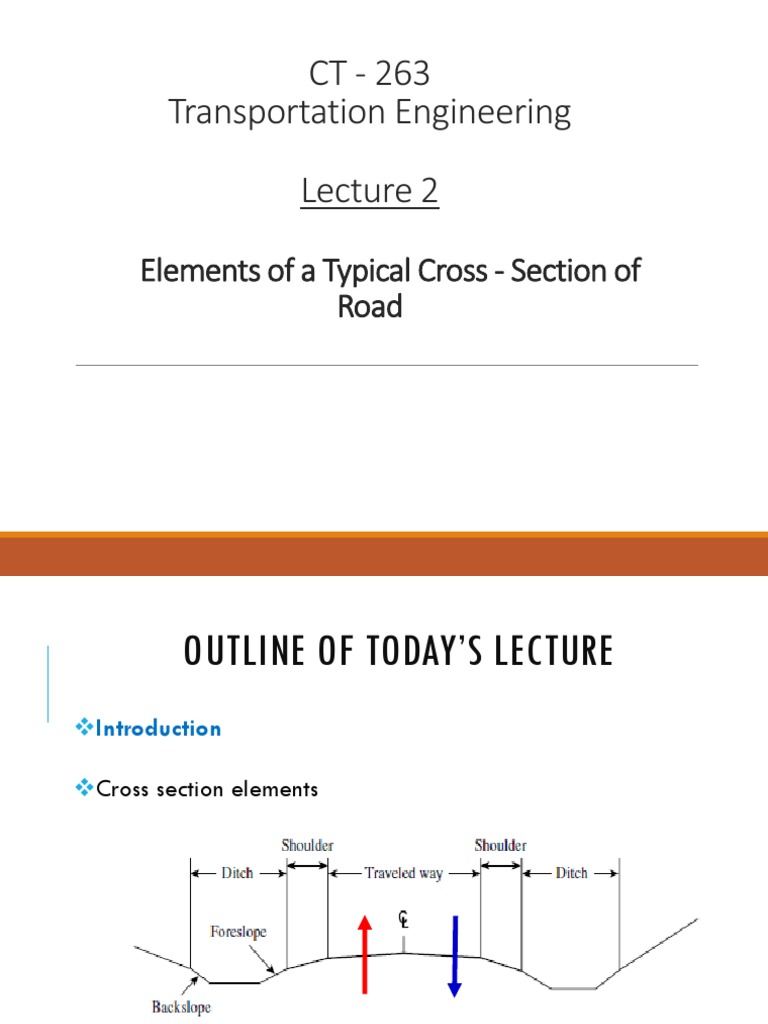 Elements of Road Cross Section | PDF | Lane | Road