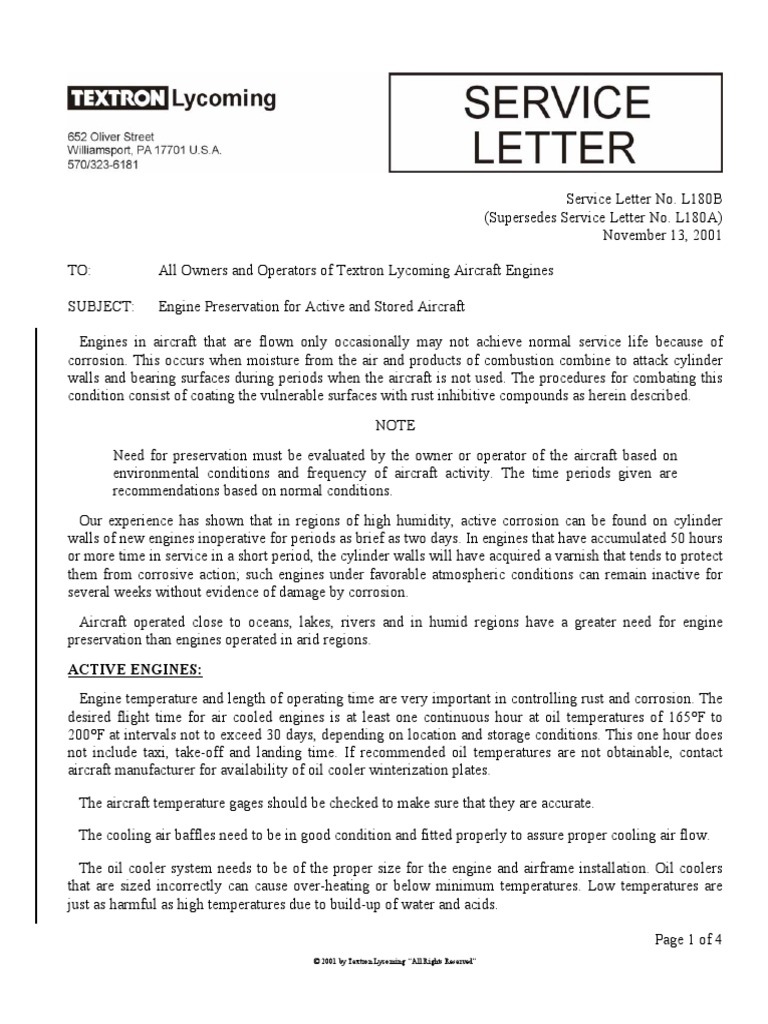 Engine Preservation For Active and Stored Aircraft PDF | PDF | Motor ...