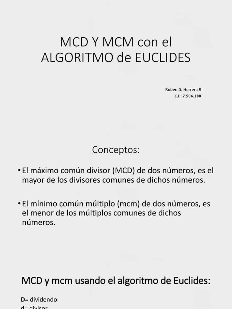 MCD y MCM Con El Algoritmo de Euclides | PDF