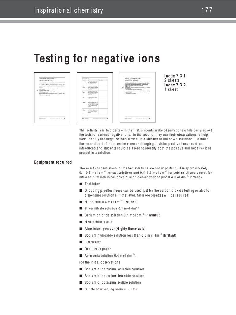 53 Testing Negative Ions PDF | PDF | Precipitation (Chemistry) | Ammonia