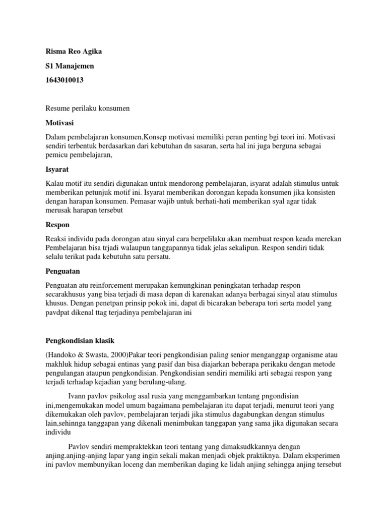 Resume Perilaku Konsumen | PDF