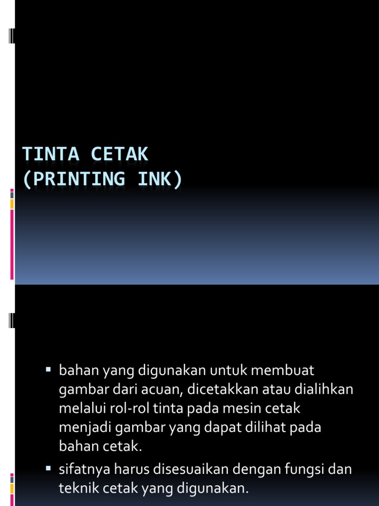 Tinta Cetak (Printing Ink) | PDF