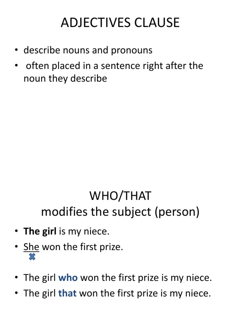 Adjective Clause Exercise | PDF | Object (Grammar) | Adjective