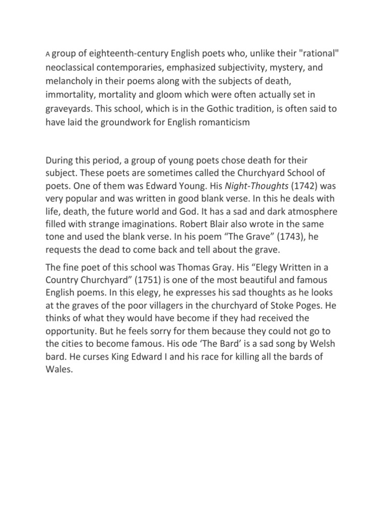 Graveyard Poets | PDF | Poetry