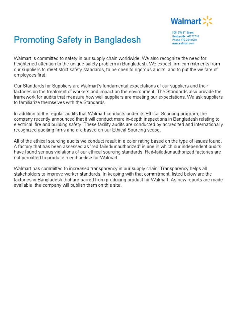 Wal Mart Bangladesh Factory List PDF | PDF | Walmart | Supply Chain