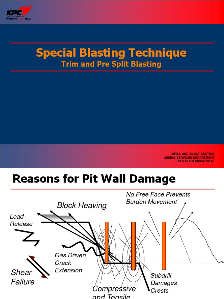 Trim and Presplit Blasting Techniques | PDF | Stress (Mechanics) | Pressure