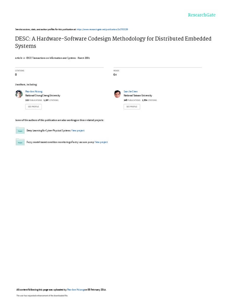 DESC: A Hardware-Software Codesign Methodology For Distributed Embedded Systems | PDF | Formal ...