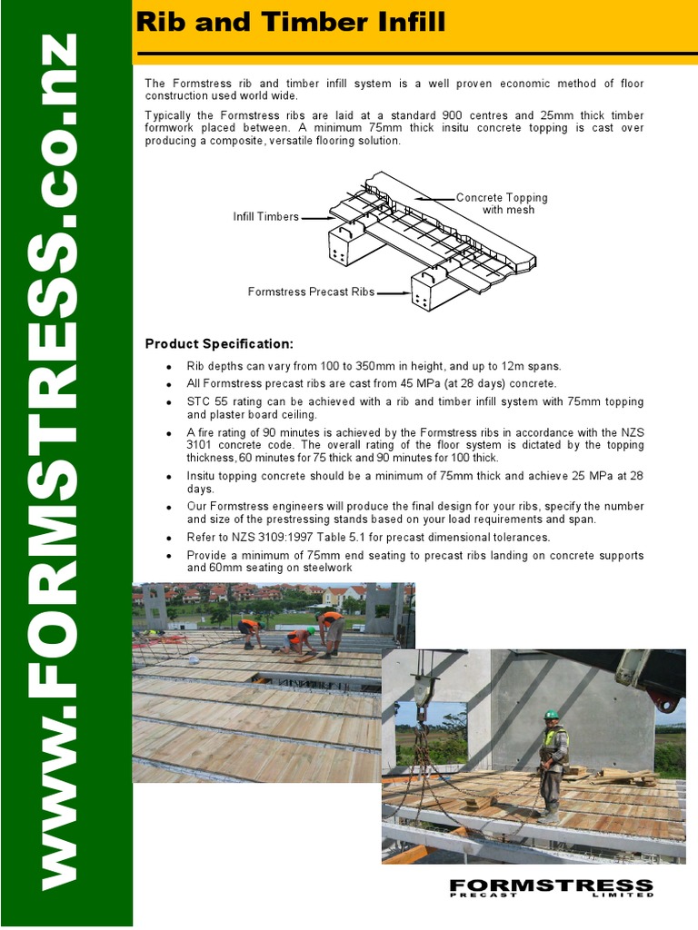Formstress Rib and Timber Infill System | PDF | Precast Concrete | Lumber
