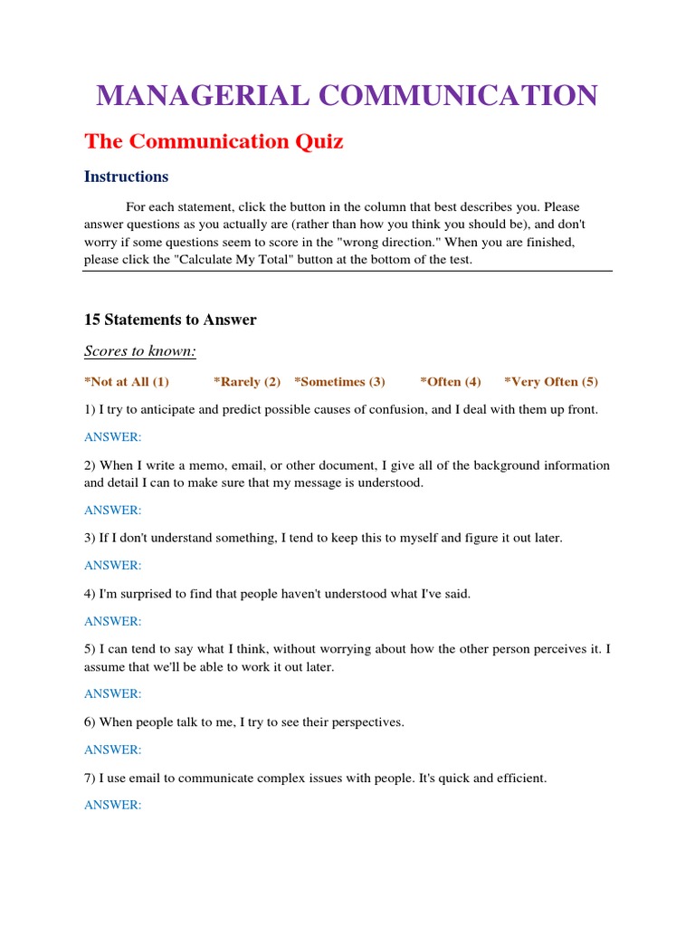 Self Assessment Tool-1 | PDF | Understanding | Communication