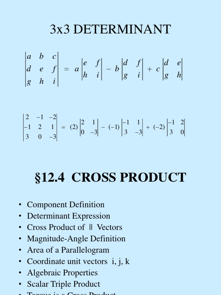 3X3 Determinant: A B C e F D F D e D e F A B C H I G I G H G H I | PDF ...