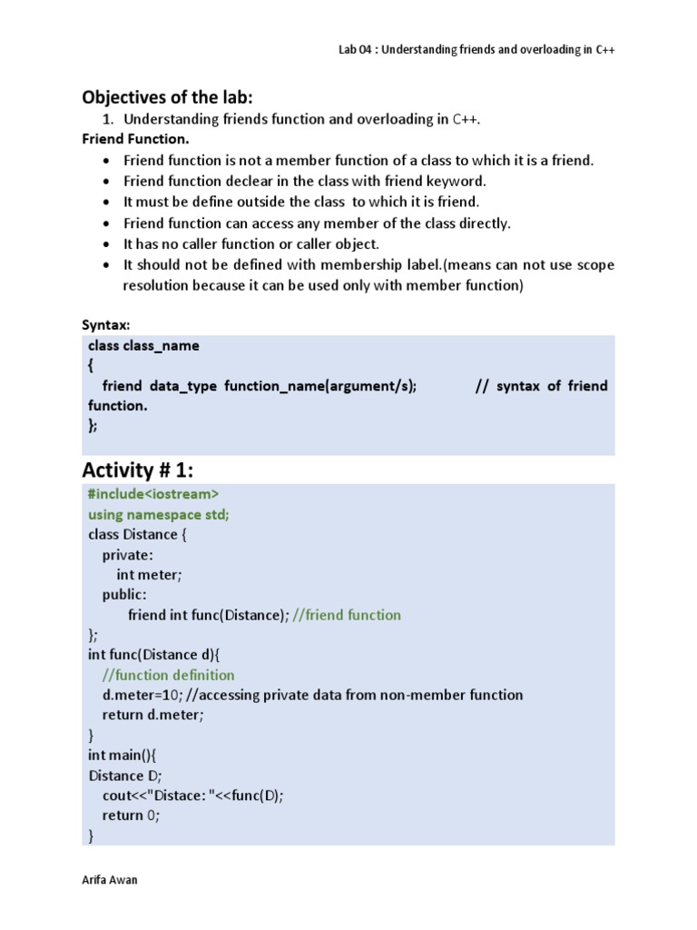 Activity # 1:: Objectives of The Lab | PDF | C++ | Subroutine