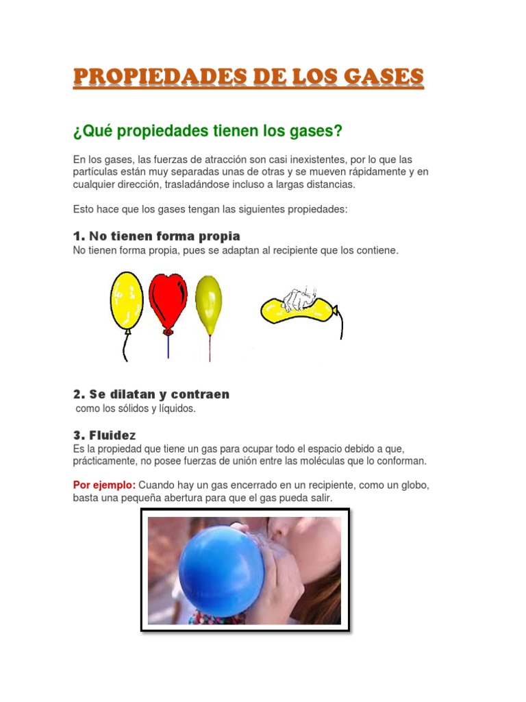 Propiedades de Los Gases | PDF | Gases | Materiales transparentes