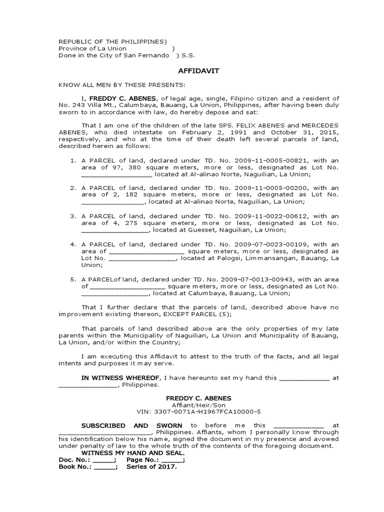 Affidavit - Abenes | PDF | Affidavit | Civil Law (Common Law)