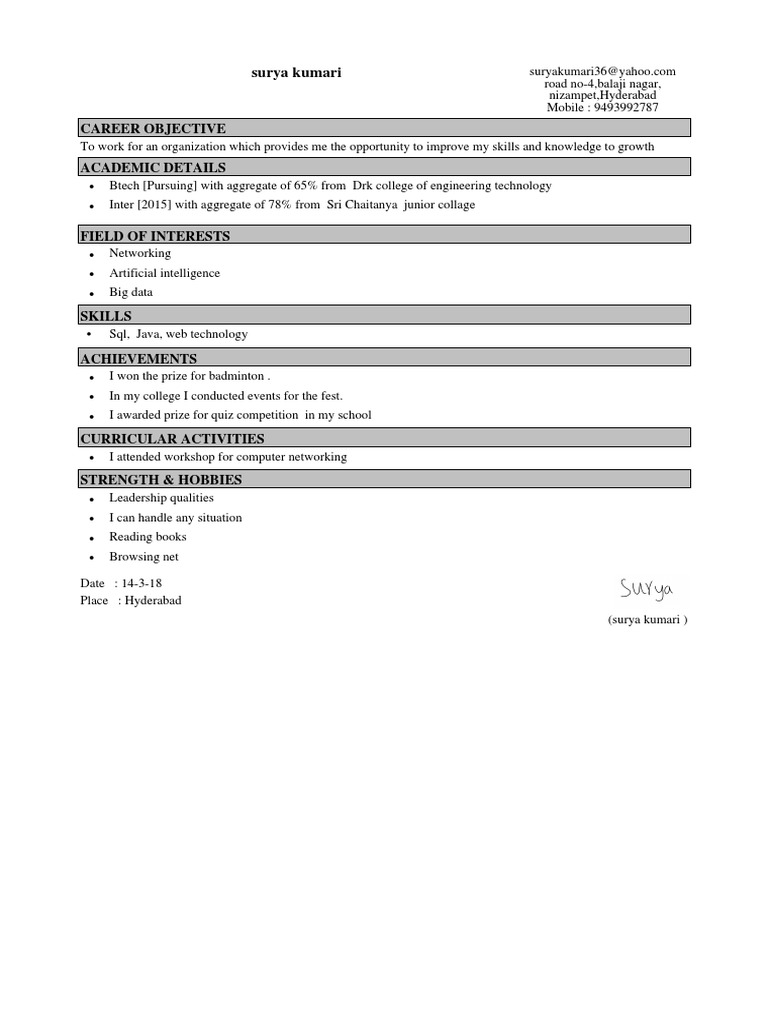 B. TECH RESUME - Professional Resume - 01 PDF | PDF | Computing | Computing And Information ...