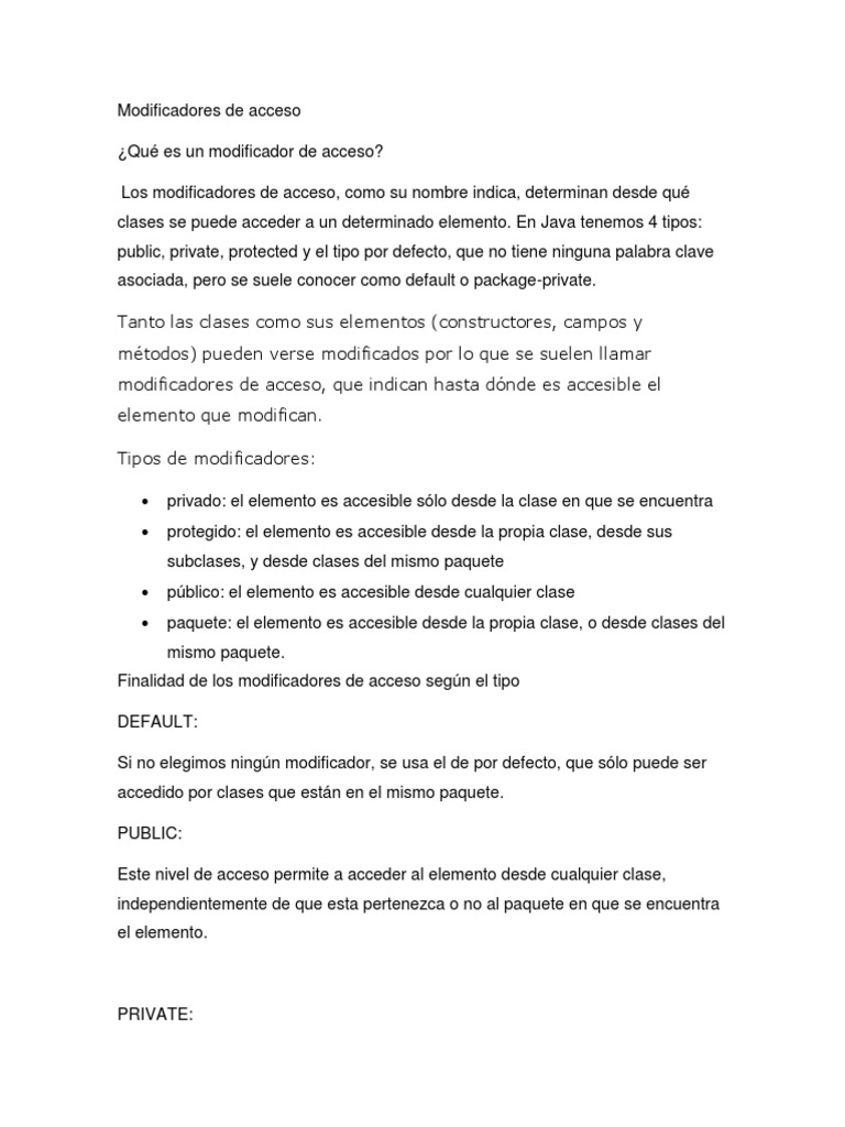 Los modificadores de acceso en Java: determinando el alcance de ...
