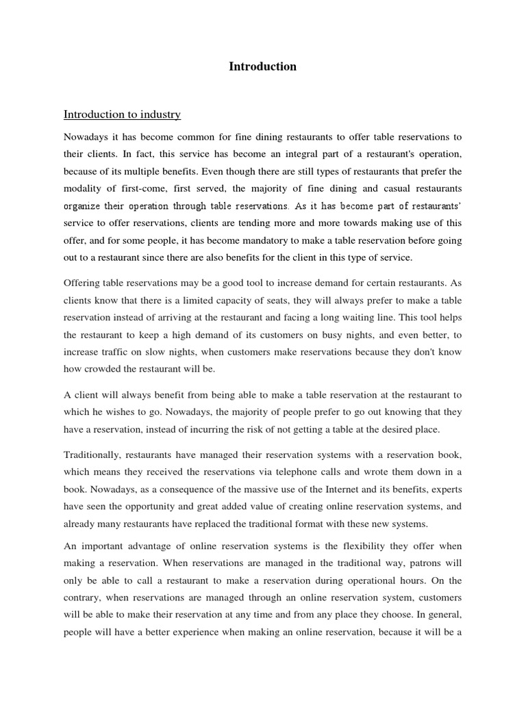 Introduction To Industry | PDF | Restaurant And Catering | Business
