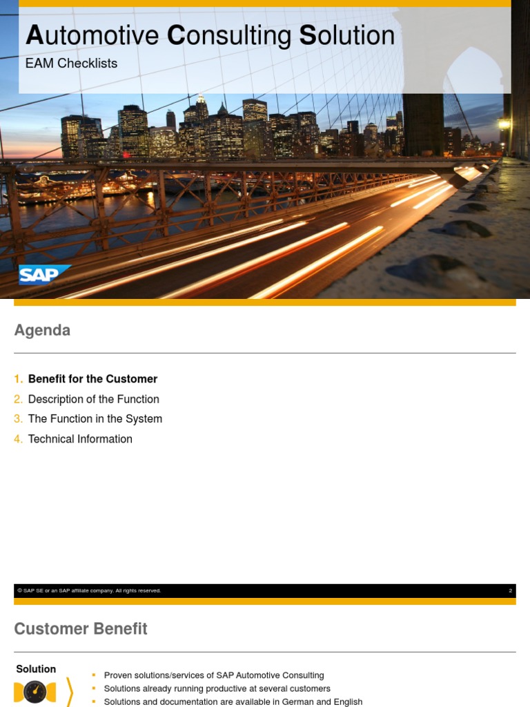 Automotive Consulting Solution: EAM Checklists | PDF | Sap Se ...