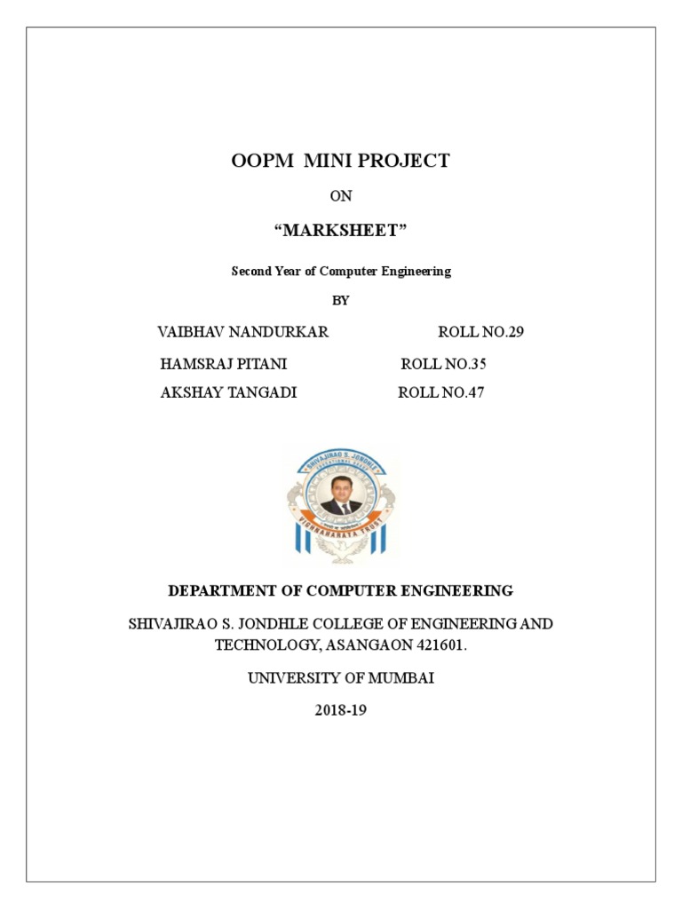 Oopm Mini Project: "Marksheet" | PDF | Computer Programming | Computing