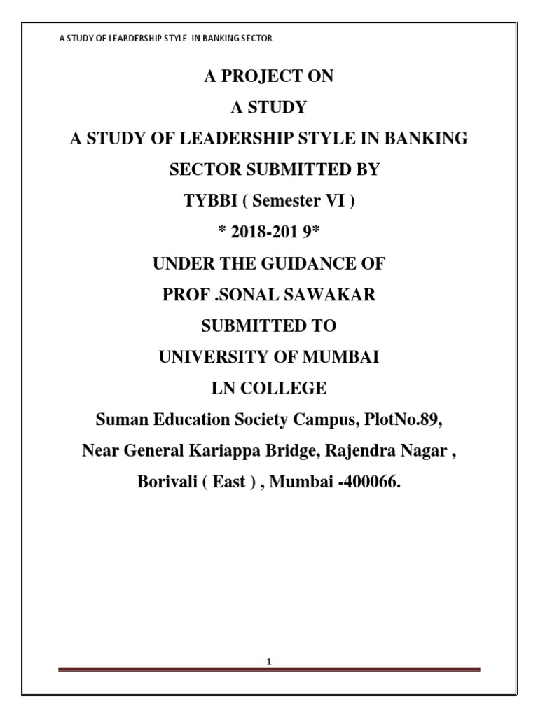 A Study of Leardership Style in Banking Sector | PDF | Transformational ...