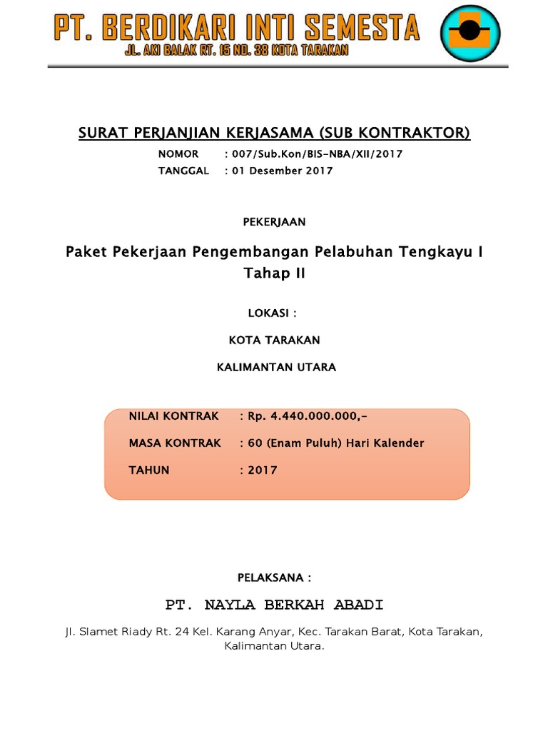 Kontrak Subkontraktor Pelabuhan | PDF