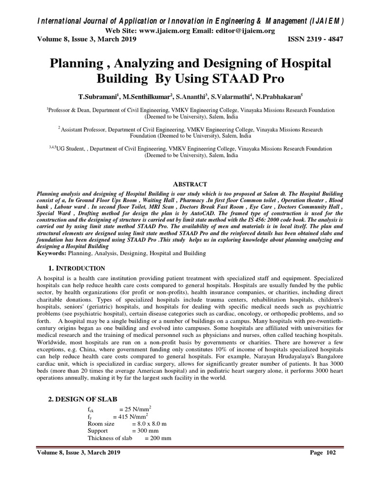Hospital Building Design Using STAAD Pro | PDF | Hospital | Reinforced ...