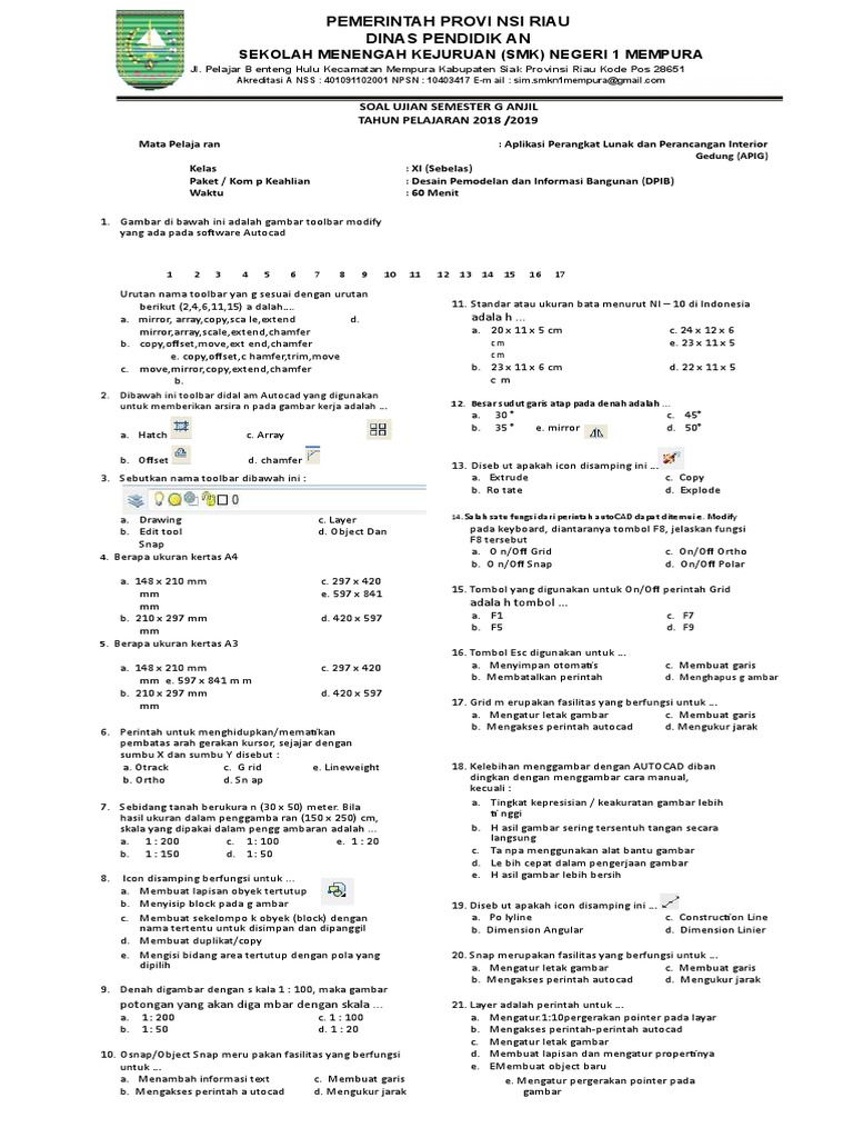 Soal Apig Xi Dpib Ela 2018 | PDF