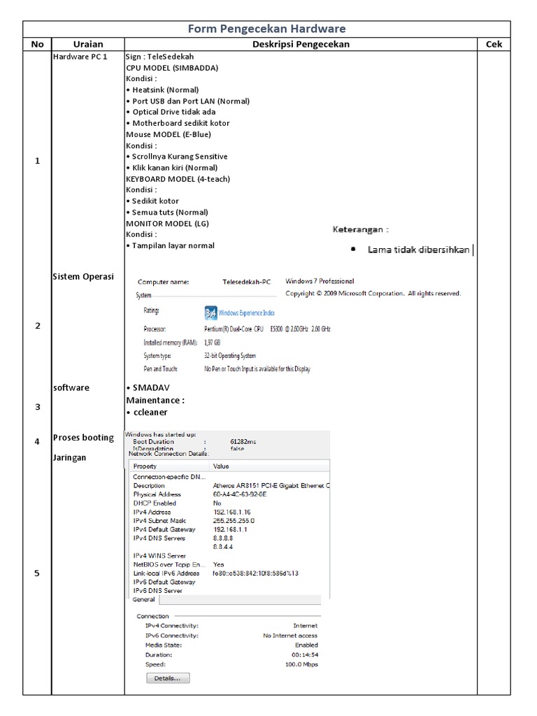 Cara Membuat Form Pengechekan PC | PDF