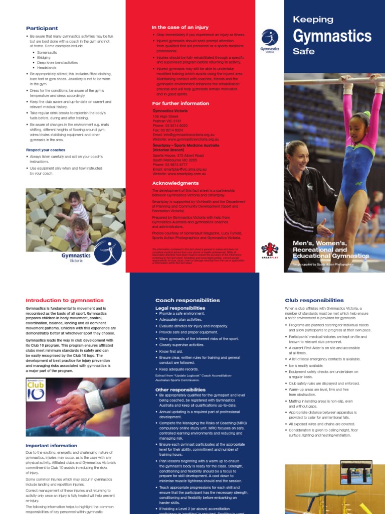 Sport Specific 2010 Gymnastics Keeping Gymnastics Safe Fact Sheet | PDF ...