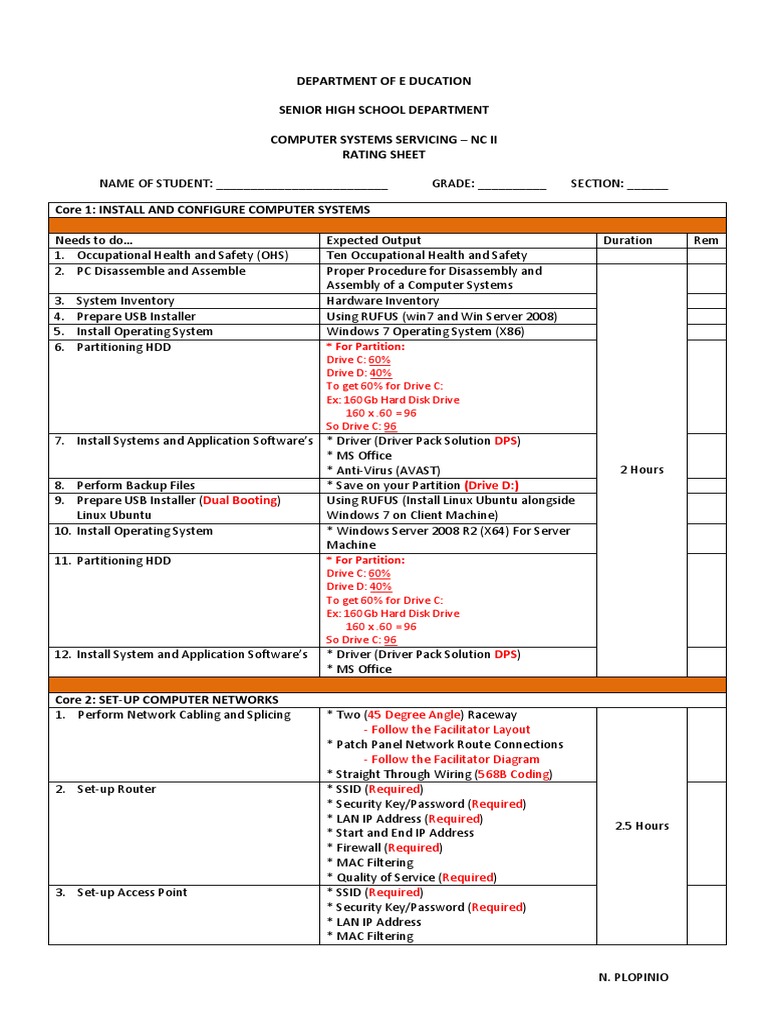 Css-Ncii Rating Sheet 2018 | PDF | Ip Address | Domain Name System