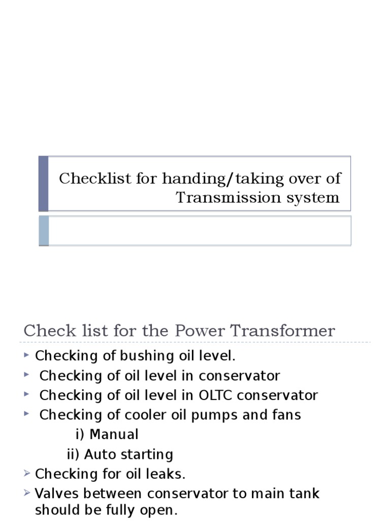 Check List | PDF | Transformer | Relay