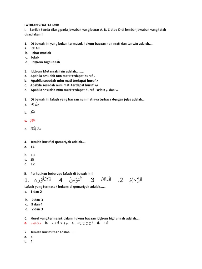 Latihan Soal Tajwid 2 | PDF
