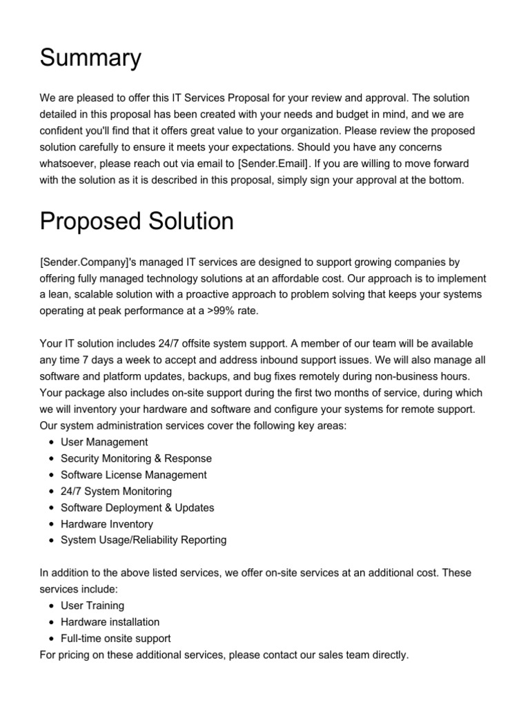 IT Services Proposal | PDF | Computer Engineering | Information Technology