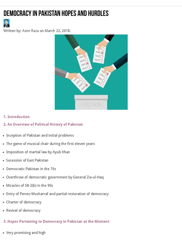 Democracy in Pakistan Hopes and Hurdles - Jahangir's World Times | PDF ...