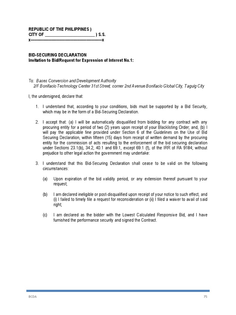 6-Bid Securing Declaration Phase 3 | PDF | Notary Public | Virtue