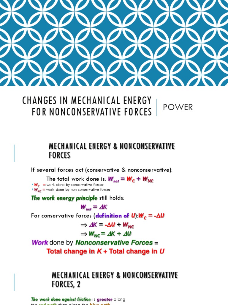 Changes in Mechanical Energy For Nonconservative Forces | PDF