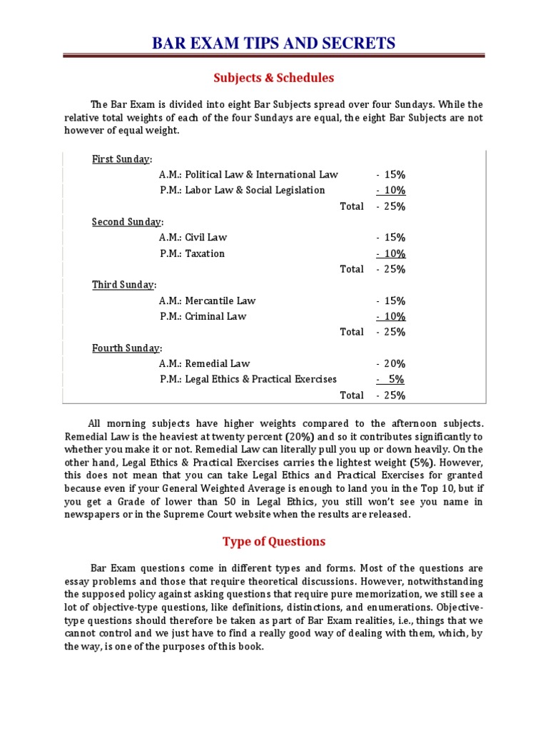 Bar Exam Tips PDF | PDF | Test (Assessment) | Reason