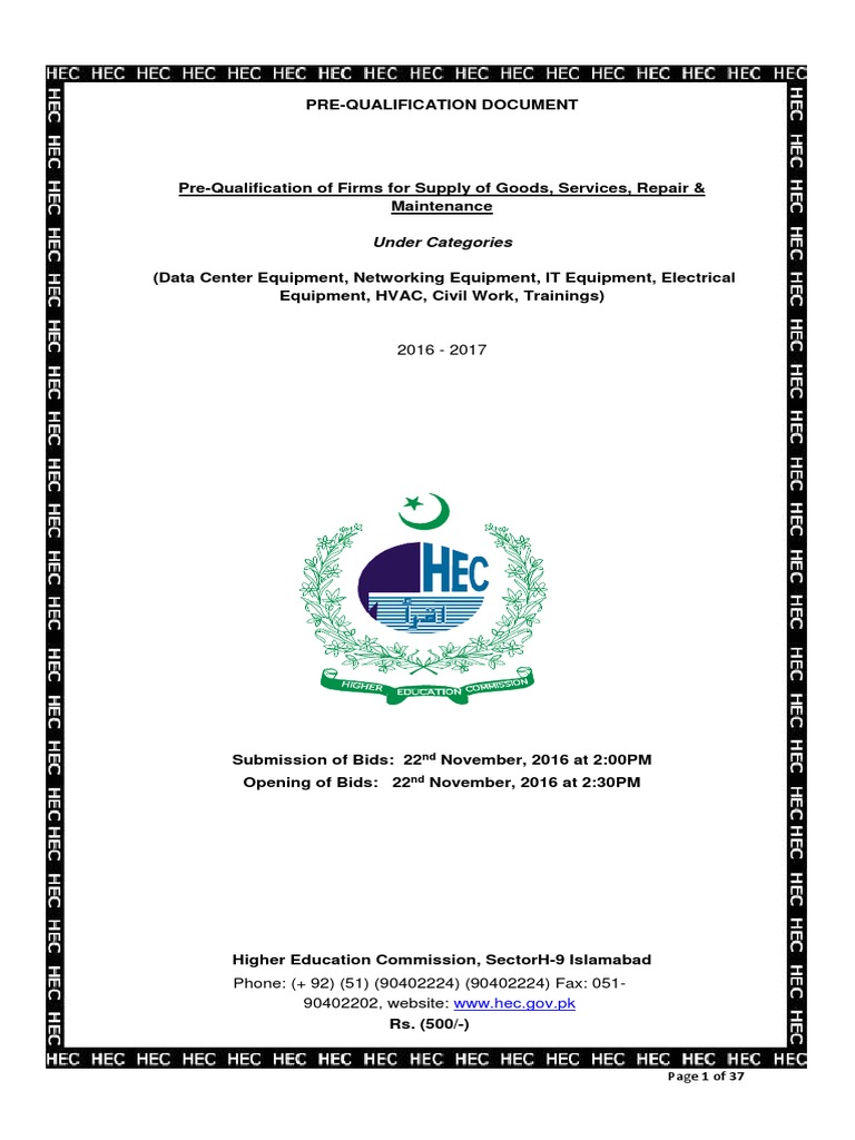 Prequalification Hec | PDF | Request For Proposal | Invoice