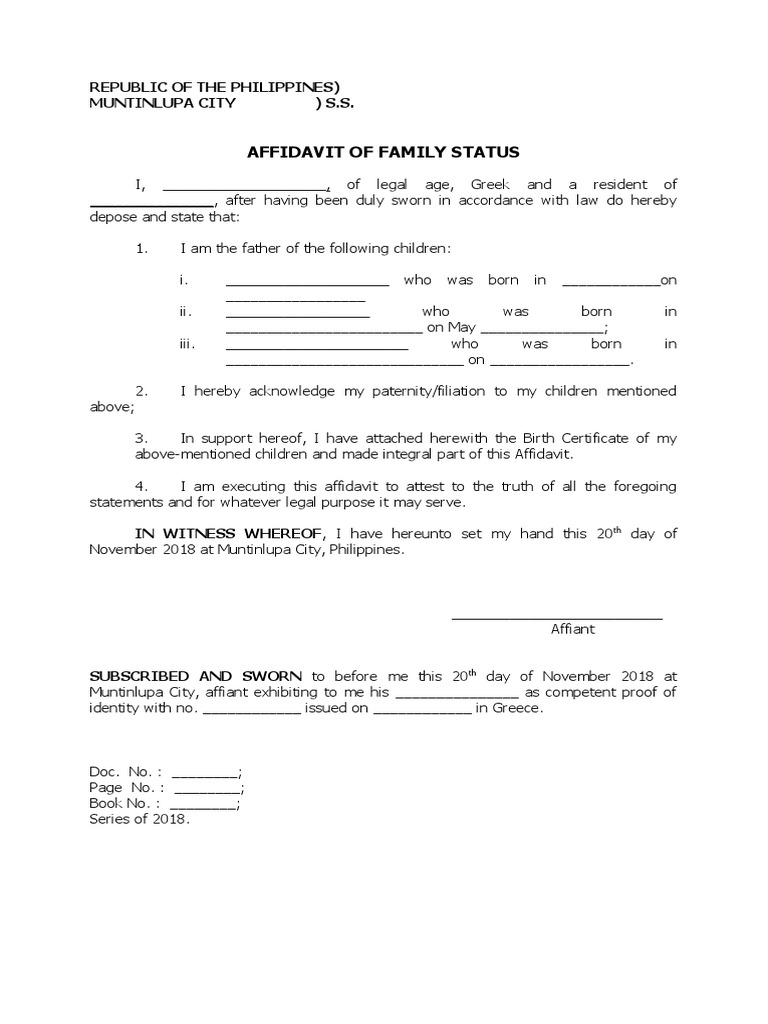 Affidavit of Paternity and Birth Certificates of Three Children | PDF