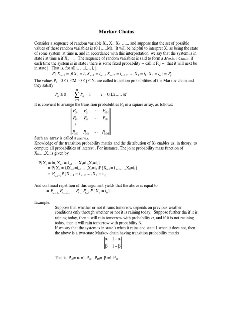 Markov Chains | PDF | Markov Chain | Stochastic Process