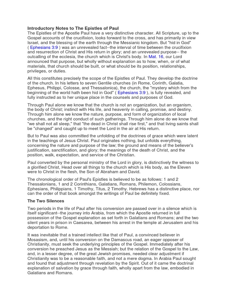 Introductory Notes To The Epistles of Paul | PDF | Paul The Apostle ...