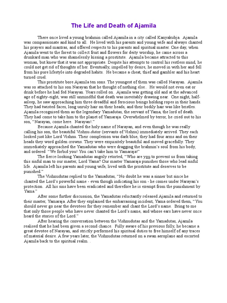 The Life and Death of Ajamila | PDF | Religious Behaviour And ...
