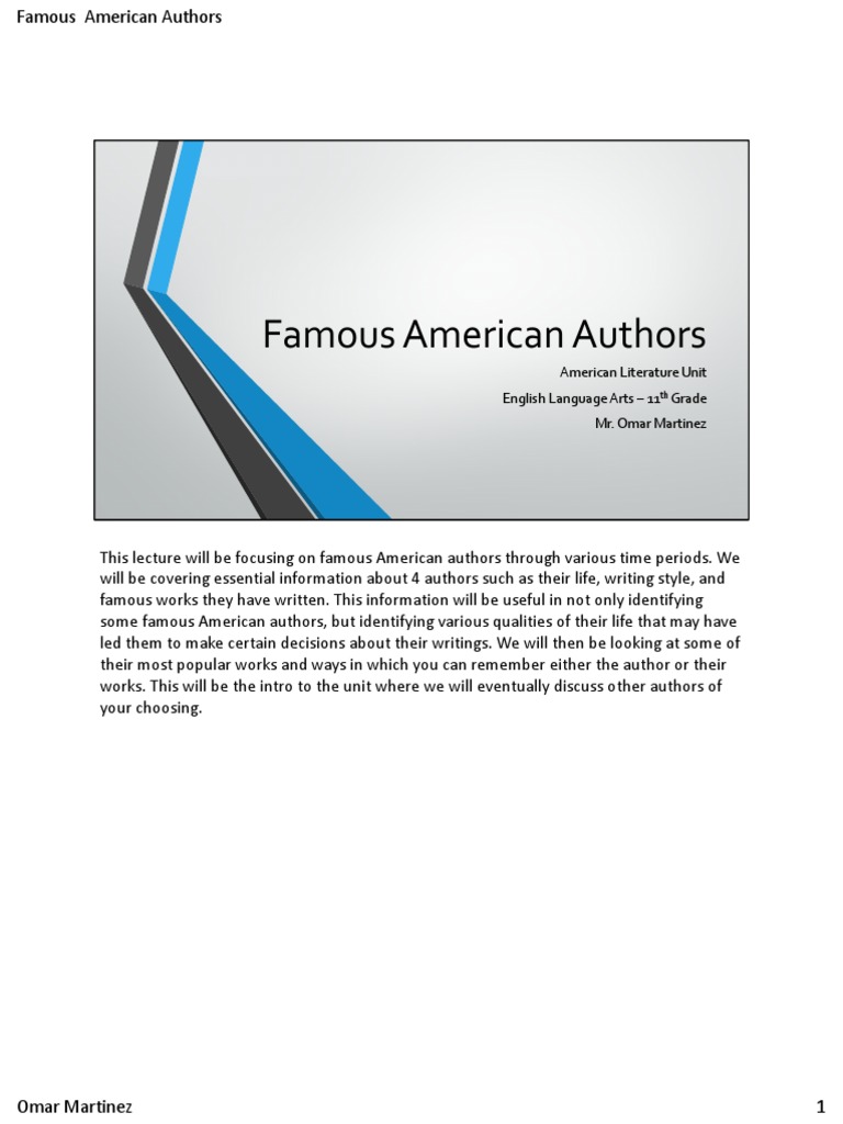 Lecture Presentation - Notes | PDF | Ernest Hemingway | American Literature