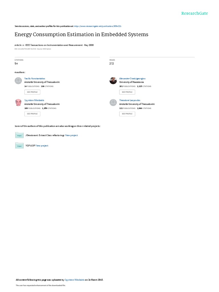 Energy Consumption Estimation in Embedded Systems: IEEE Transactions On Instrumentation and ...