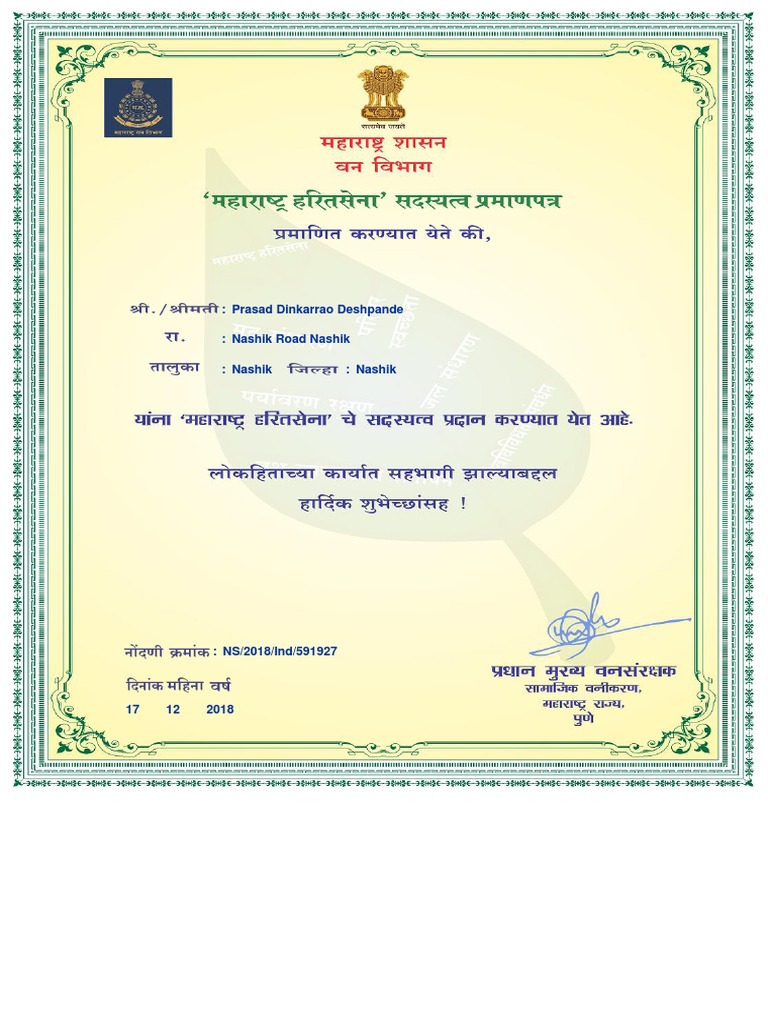 Green Army Certificate | PDF