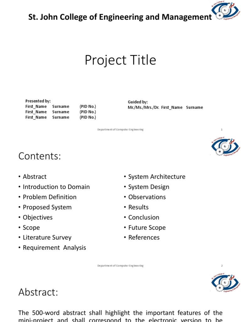 St. John College of Engineering and Management: Project Title | PDF ...